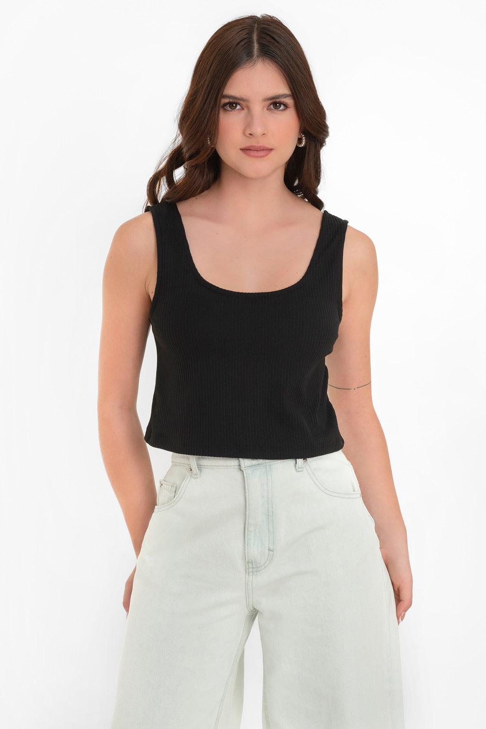 Top corto canalé básico de fit recto – HIGHSTREET